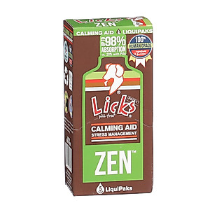 Licks Pill Free Zen Dog Calming - Calming Aid Supplements for Aggressive Behavior and Nervousness - Calming Dog Treats for Stress Relief & Dog Health - Gel Packets - Roasted Chicken Flavor, 5 Use