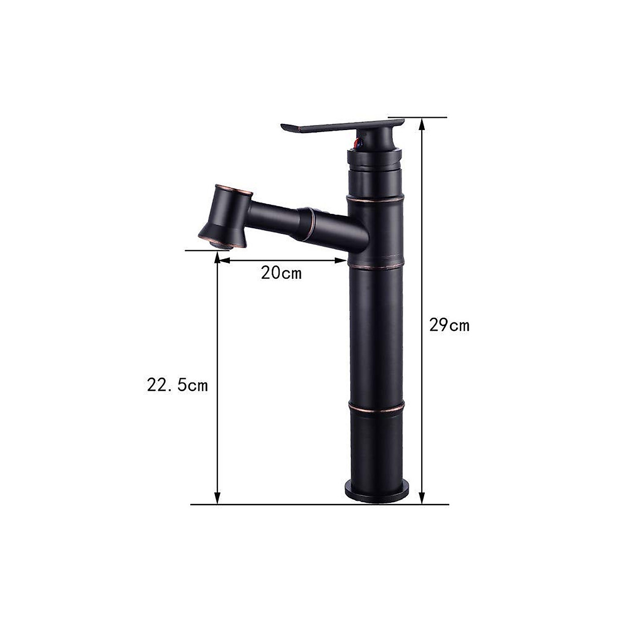 Black Bronze Belt Pull Out Shower Faucet Bath Sink Faucet Basin with High Wash Basin Cold Water Mixer Faucet Single Handle Single-Connected Belt Aerator