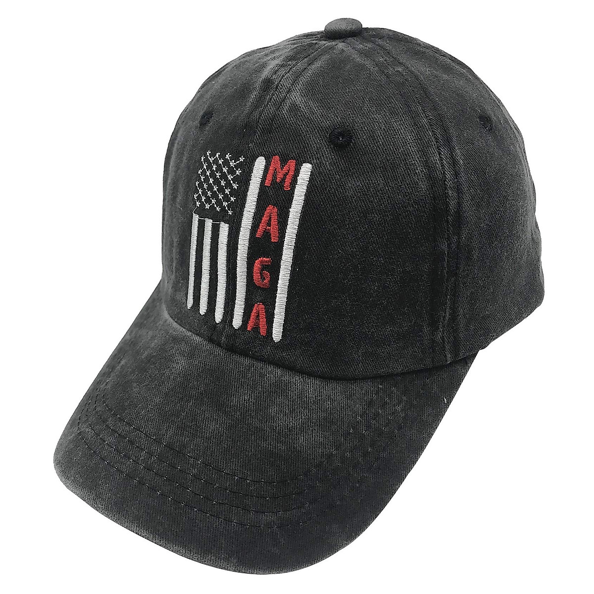 Unisex Make America MAGA Great Again Vintage Adjustable Baseball Cap Denim Dad Hat (One Size, Embroidered Black)