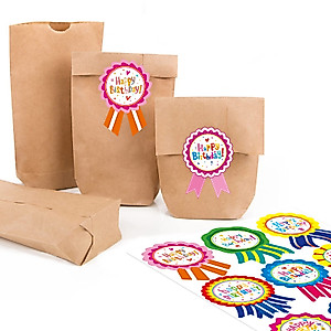 Happy Birthday Stickers for Kids Adults 216 Counts Large Happy Birthday Badge Adhesive Stickers Party Gifts Bags Box Celebration Envelope, Gift Wrap Decorations 24 Sheet Teacher Classroom Supplies