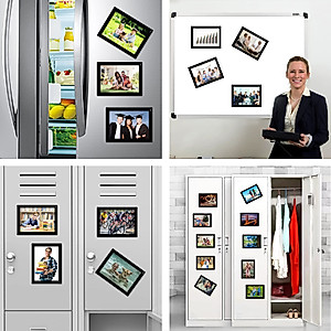 STTMGN Magnetic Picture Frames with Black Border(4"X6",10 Pack),Magnet Photo Frame Pockets/Postcard Holder,Decorations for home/office/school/Classroom/party