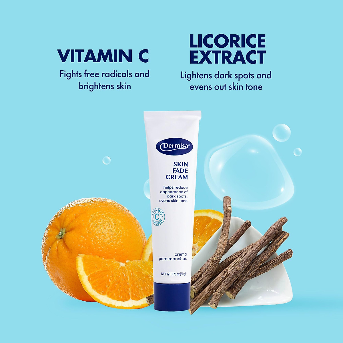 Dermisa Skin Fade Cream with Vitamin C | Helps Reduce Dark Spots and Age Spots | All Skin Types | 1.78 OZ | Pack of 3