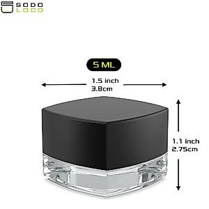 (200 Pack) 5ml Thick Glass Square Jars with Black Child Resistant Lids - Storage for Oil, Lip Balm, Wax, Cosmetics - Mini Child Proof Container