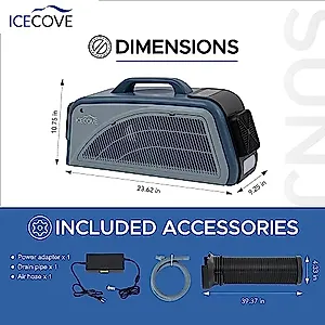 IceCove Portable Air Conditioner 2500BTU Fast Cooling Car AC Unit, 250W Low Power Consumption, 25.5VDC, 2 Fan Speed, 3 Light Mode for Outdoor Tent Camping/RVs or Home Use (Battery Not Included), Blue