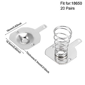 uxcell 20Pairs 18650 Battery Negative to Positive Conversion Spring Contact Nickeling Plate 16.5mmx16mm