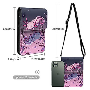 ZXLQ Salamander Axolotl Mini Ladies Cell Phone Purse, Horoscope Leather Handbags, Women girls Wallet Shoulder Totes Bag, White