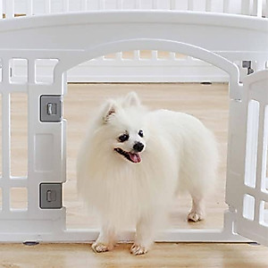 Lakanic 6 Panels Pet Fence Pen with Door Pet Dog Cat Puppy Playpen Small Animal Play Fence Pet Kennel Cage for Rabbits/Guineas/Dogs and Cats