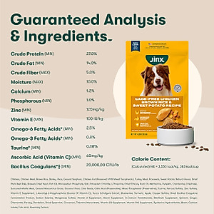 Jinx Premium Dry Dog Food + Bonus Chicken Topper. Chicken, Brown Rice, Sweet Potato Kibble (11.5lb), for All Lifestages with Superfoods & Probiotics