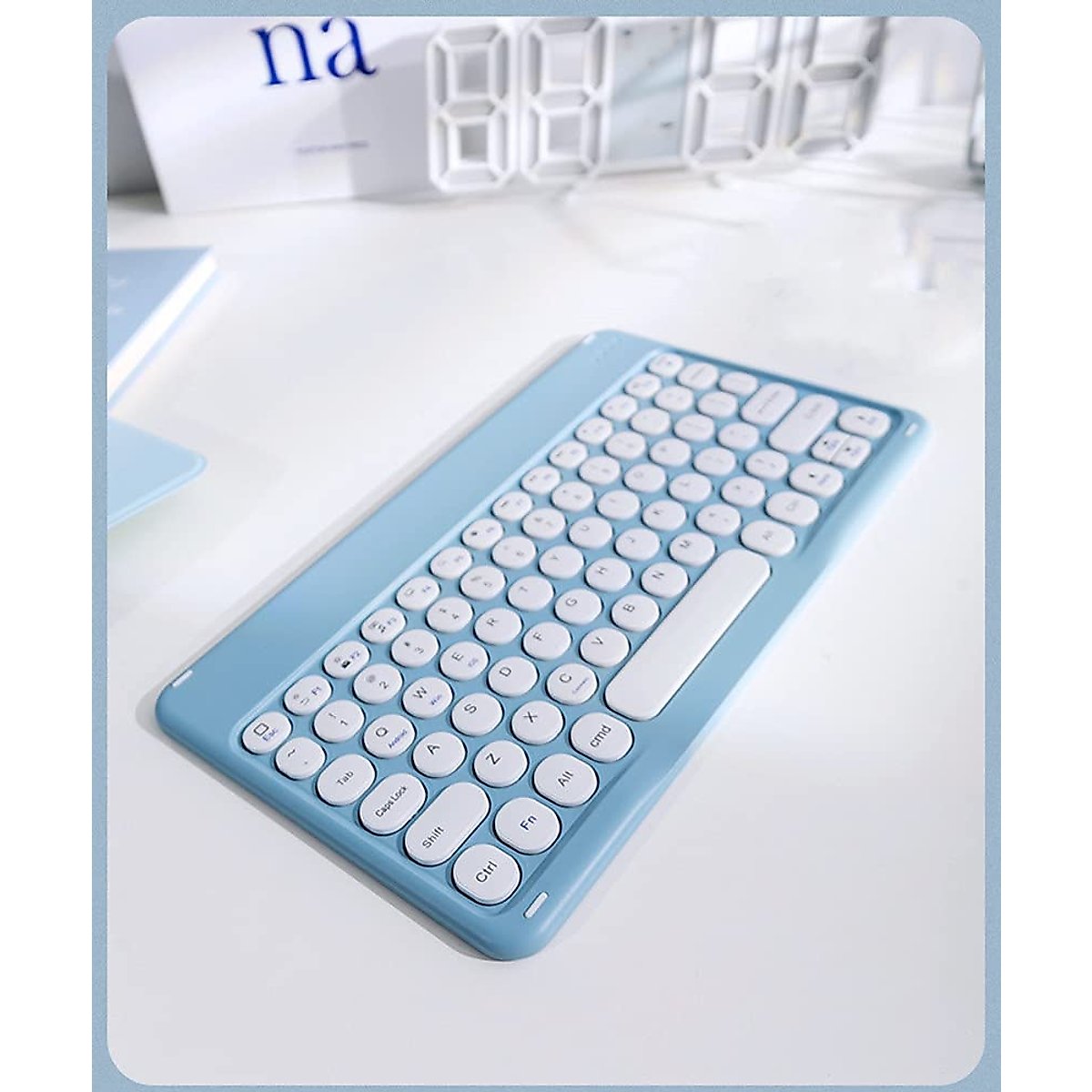 Keyboard Case for iPad Mini 7th/6th Generation 8.3 Inch, Case for iPad Mini 7 A17 Pro/Mini6 Keyboard with Mouse, Cute Round Key Detachable Keyboard Case with Pencil Holder, Pink