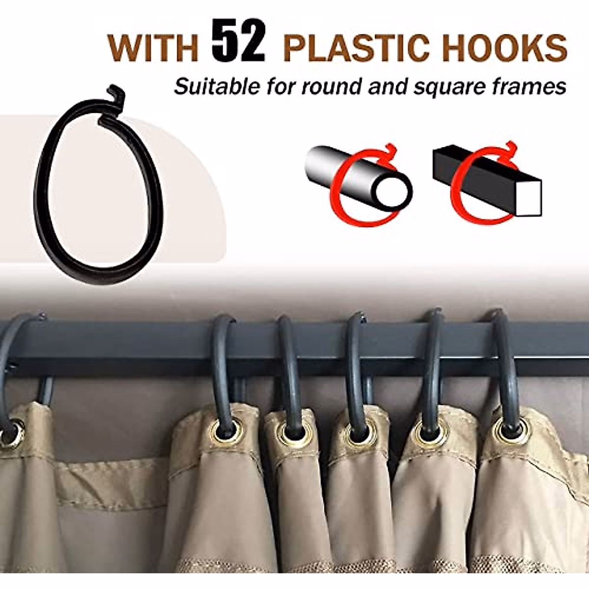 Warmally Gazebo Universal Replacement Mosquito Netting 10 x 12 Outdoor Mesh Netting Screen 4-Panel Sidewall Curtain with Zipper(Beige)