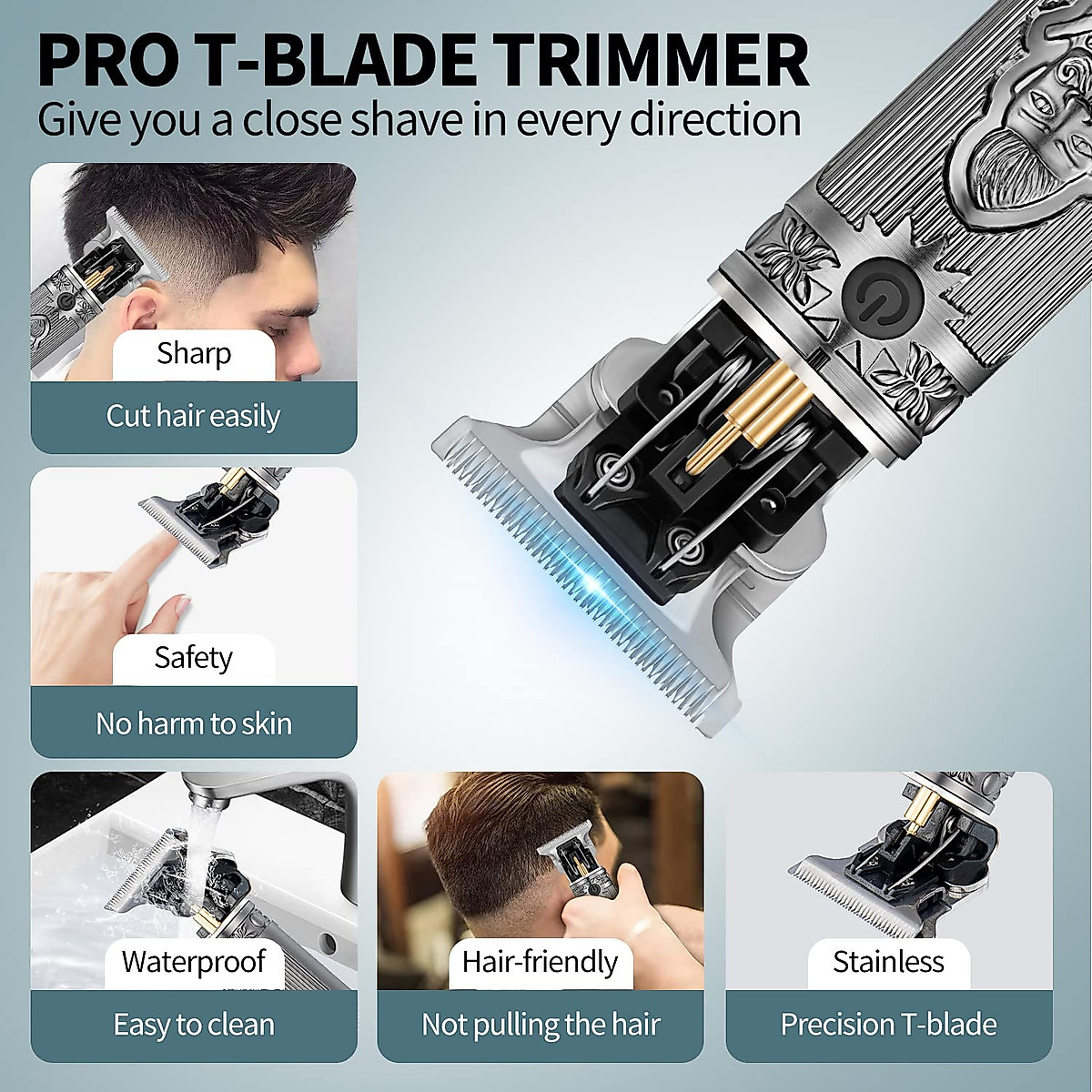 Roziaplus Hair Clippers for Men Zero Gapped Hair Trimmer Cordless Professional Mens Trimmer Electric T Blade Liners Clipper Haircut Rechargeable Hair Edgers Clippers for Barbers