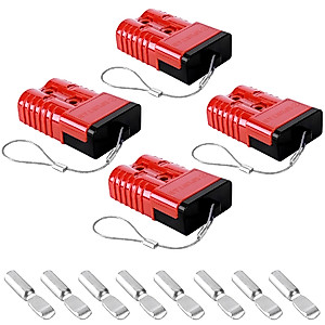 Spurtar 175A Battery Quick Connect/Disconnect, 1/0 AWG Wire Harness Plug, 12-36V Quick Connect Jumper Cables for Car ATV Lifts Motors Trailer Towing Winch, 4Pcs, Red
