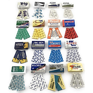 G.B.S Styptic Powder Razor Burn Relief Face Neck Razor Cuts and Nicks Soothes Skin and Pore After Shave, Double Edges Variety Double Edge Razor Blade Refills, Pack of 32