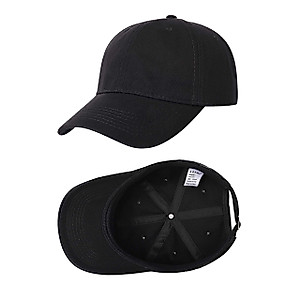 AOMSI Premium Unstructured Soft Cotton Canvas Baseball Cap Casual Dad Hat, Clean Ball Caps Adjustable for Women 2P Black-Olive