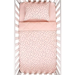 Ely's & Co. Baby Crib Bedding Sets for Girls — Perfect for Toddler Beds — 4 Piece Set Includes Crib Sheet, Quilted Blanket, Crib Skirt, and Baby Pillowcase — Pink Floral Design