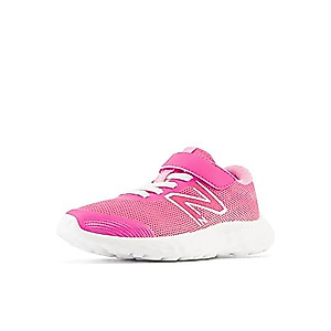 New Balance Girls DynaSoft 520 V8 Bungee Running Shoe, Hi-Pink/White/Signal Pink, 2 Little Kid