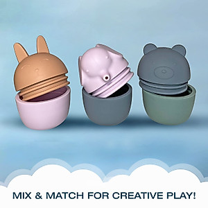 Petite Bee - Silicone Bath Toys Squirt Animals Montessori for Baby Toddlers | Easy to Clean, Pool Toy, Toddler Tub Toys | Shower Accessories (5-Pack)