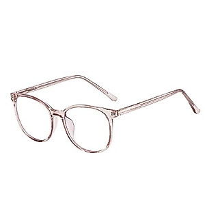 FONHCOO Blue Light Blocking Glasses Fashion Round TR90 Frame Transparent Eyewear Anti Eyestrain Computer Glasses for Women Men (Light Brown)
