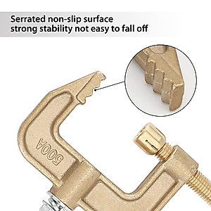 hynade Welding Ground Clamp 500A G Shape Brass Ground Earth Clamp for Tig Mig MMA Welder, Clamping Range up to 43mm