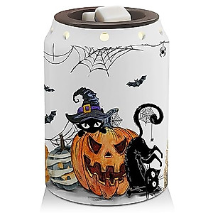 Bonsai Tree Halloween Wax Melt Warmer-Halloween Decor Black Cat Ceramic Wax Melt Warmer for Oil Candle-Farmhouse for Living Room Kitchen Bathroom Home