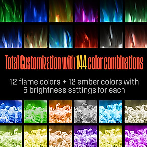 Westinghouse 50 Inch Electric Fireplace Heater, Compatible with Alexa & Google Home, Wall Mount or in-Wall Recessed Fireplace Insert, 24 Hour Timer, Color Changing Flames, 750W/1500W Indoor Heater