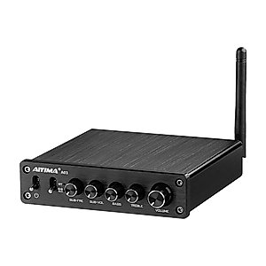 AIYIMA A03 2.1 Channel Class D Amplifier 50W+50W+100W TPA3116 Subwoofer Bluetooth Amp HiFi Power Amplifier with Power Adapter