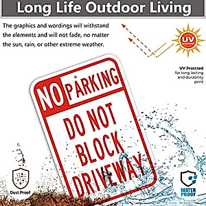 Large No Parking Do Not Block Driveway Sign 2-Pack 18"x12" .040 Rust Free Heavy Duty Aluminum Metal Reflective UV Protected Weather Resistant Easy to Mount