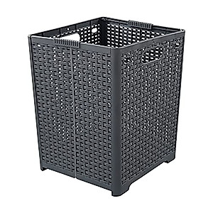 Nicesh 1-Pack Plastic Collapsible Laundry Hamper, Foldable Laundry Storage Baskets, Gray