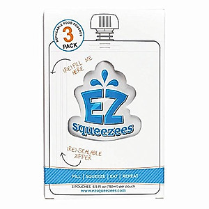EZ Squeezees Refillable Food Pouches,sold in pack of 3. 3 pouches each, 6.5 fl oz