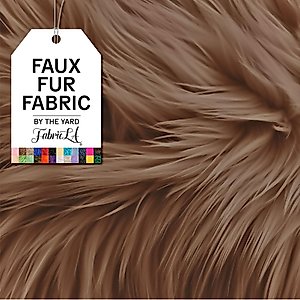 Faux Fur Fabric by The Yard - Artificial Craft Fur - 18" X 60" Inch Wide - Fur Fabric for Craft Supply, DIY Furry Plush Projects, Sewing, Material, Decoration, Upholstery, Light Brown, Half Yard