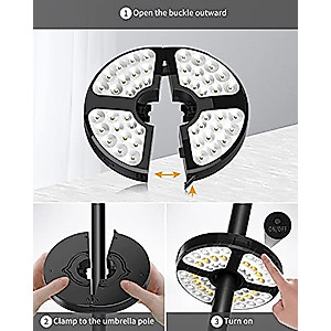 Patio Umbrella Lights, Rechargeable Umbrella Light 48 LED Lights 3 Modes Cordless Umbrella Pole Light for Patio Umbrellas, Camping Tents and Other Outdoor Use
