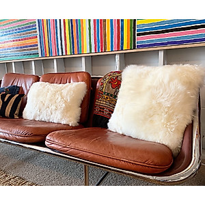 Snoozy Woolies Natural Australian White Sheepskin Fur Pillow Cover (not Filled) 45 * 45cm (18 * 18 Inch)- Decorative Cushion Covers, Shaggy White Pillow, Soft Fuzzy Pillow Case, Chair pad