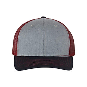 Richardson Snapback Trucker Cap Adjustable Heather Grey/Cardinal/Navy