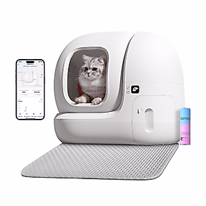 PETKIT PuraMax Self Cleaning Cat Litter Box, Automatic Cat Litter Box with Litter Mat, App Control 76L Large Space Cat Litter Box Includes Trash Bags, 2.4GHz WiFi