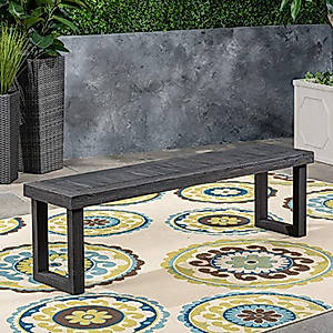Christopher Knight Home Kemp Outdoor Acacia Wood Bench, Gray Finish, Sandblast Dark Grey