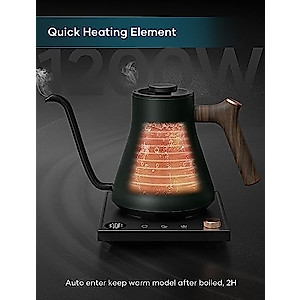 Electric Kettles, INTASTING Gooseneck Electric Kettle, ±1℉ Temperature Control, Stainless Steel Inner, Quick Heating, for Pour Over Coffee, Brew Tea, Boil Hot Water, 0.9L Green