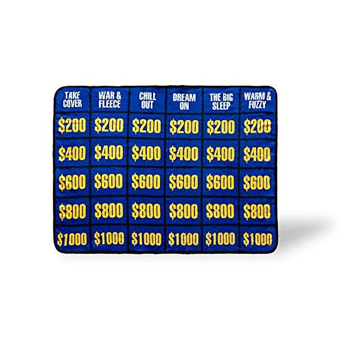 JUST FUNKY Jeopardy Game Board Large Fleece Throw Blanket | Jeopardy Board Design Soft Blankets and Throws | Official Jeopardy Throw Blankets | Measures 60 x 45 Inches
