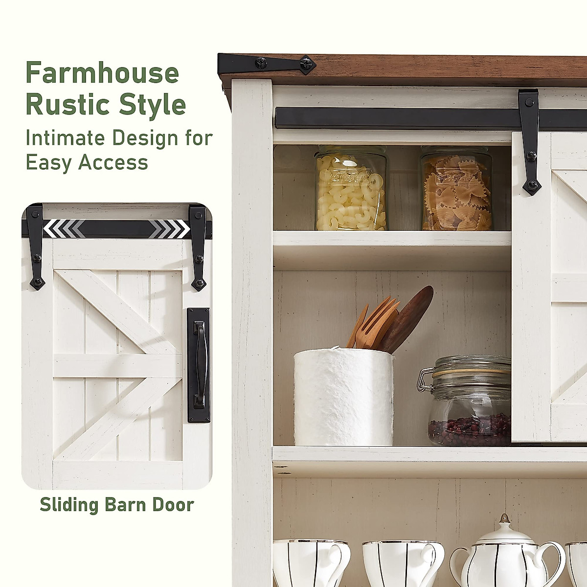 OKD Bathroom Wall Cabinet, Farmhouse Medicine Cabinet with Sliding Barn Door & Adjustable Shelves, Storage Cabinet Wall Mounted for Bathroom, Kitchen, Rustic Oak with Antique White