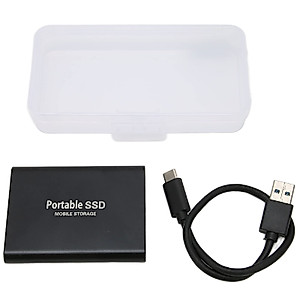 ASHATA Portable External SSD, USB3.1 Mobile Solid State Drive Compatible with Win7 Win8 Win10 Linux for iOS PC Computer Laptop USB 3.1 USB C External Solid State Drive with Type C Cable (Black 16GB)