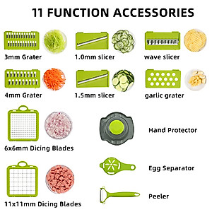 YOUNGER-RIS Vegetable Chopper, 15 in 1 Chopper Vegetable Cutter, Kitchen Pro Food Chopper Slicer Dicer with Glove, Egg Veggie Chopper with 8 Blades, Carrots Onions Garlic Fruits Chopper with Container