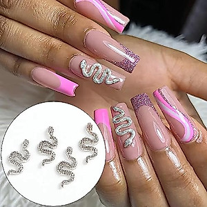 36Pcs Snake Nail Charms Metal Butterfly Nail Gems Nail Rhinestones 3D Alloy Snake Nail Charms Silver Gold Snake Nail Jewelry Snake Charm Designs for Women Girls Acrylic Nail DIY Manicure Decorations