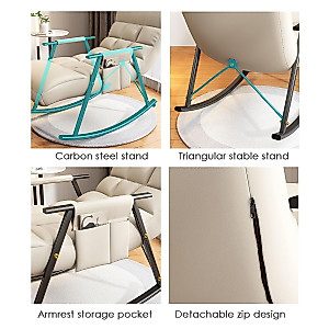 YCKEGEW Rocking Chair Lounge Chair Recliner Armchair for Living Room Bedroom,Back Adjustable Comfy Accent Chair,Modern Rocker Glider Waterproof Fabric Patio Rocking Chair (Color : Beige)