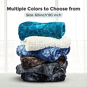 MOOFUN Faux Fur Throw Blanket- 60 x 80 inches, Soft Fluffy Cozy Warm Fuzzy Machine Washable, Durable Blanket for Couch and Bed - Grey