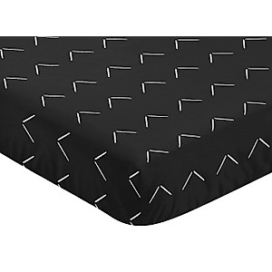 Sweet Jojo Designs Black and White Boho Arrow Boy or Girl Fitted Crib Sheet Baby or Toddler Bed Nursery - White Black Bohemian Tribal Southwest Chevron Geometric Herringbone Woodland Gender Neutral