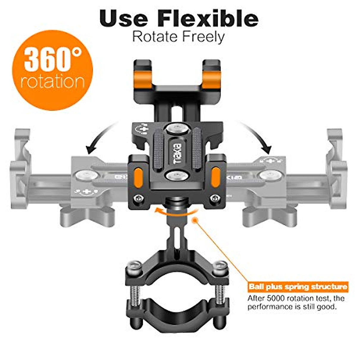 Tiakia Bike Phone Mount - Universal Motorcycle Mount Anti Shake & Anti-Theft, Face & Touch ID Bicycle Phone Holder 360° Rotation for 4.5-7 inches Smartphone