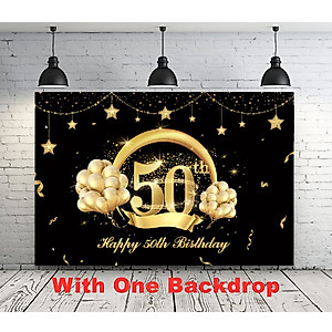 50th Birthday Party Decorations to 50 Years Old Party Supplies for Men with Balloons Garland kit, 50th Birthday Backdrop, Happy Birthday Banner, Foil Balloons and Curtains