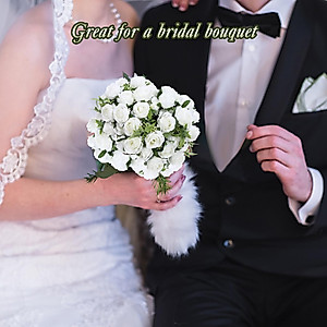 Zeyune 8 Pack 12 Inch Valentine‘s Day Artificial Rose Bouquet Silk Flowers Bunches Bulk Fake for Wedding Bridal Home Office Garden Parties Decoration (White)