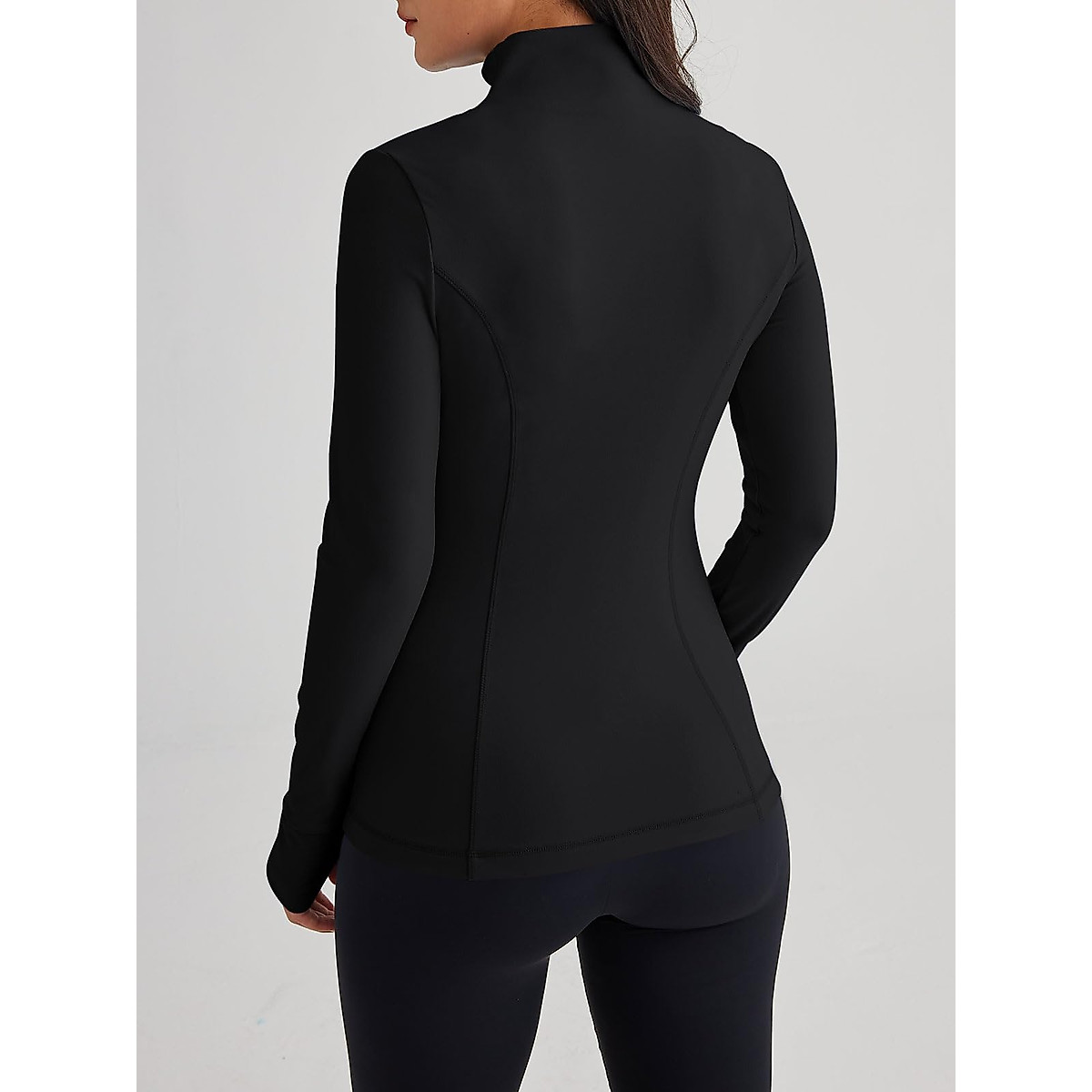 Trendy Queen Womens Lightweight Zip Up Jackets Mock Turtleneck Fall Hoodies Fitted 2024 Athletic Workout Clothes with Pockets Black M