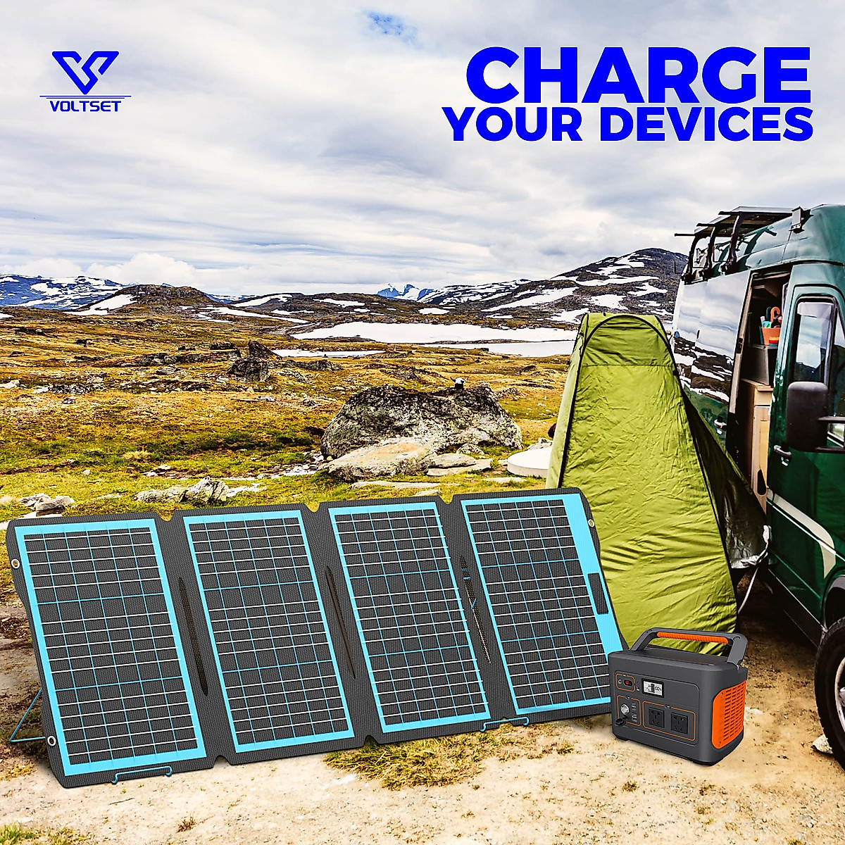 Voltset 160W Portable Solar Panels, Foldable Solar Panel Charger of ETFE 23.5% High Efficiency with Adjustable Kickstand, Waterproof IP68 for Mobile Power Station RV Camping Off Grid