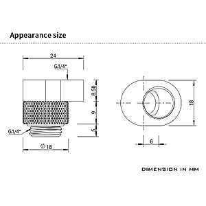 Barrow G1/4" 360 Degree Rotation Offset Adapter, Black